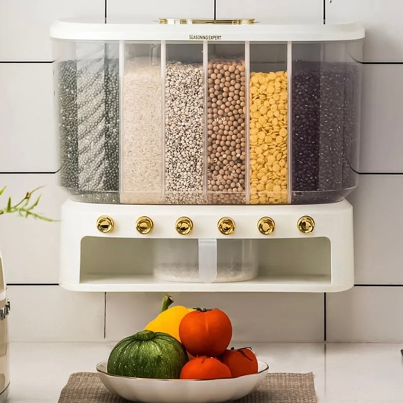 Kitchen | Rice Dispenser Popular Food Storage Box 6 Storage Spaces ...